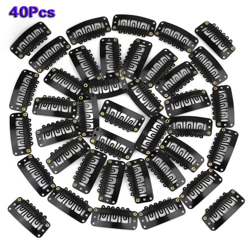 40Pcs U Shape Steel Snap Clips for Feather Hair Extensions Wigs ...