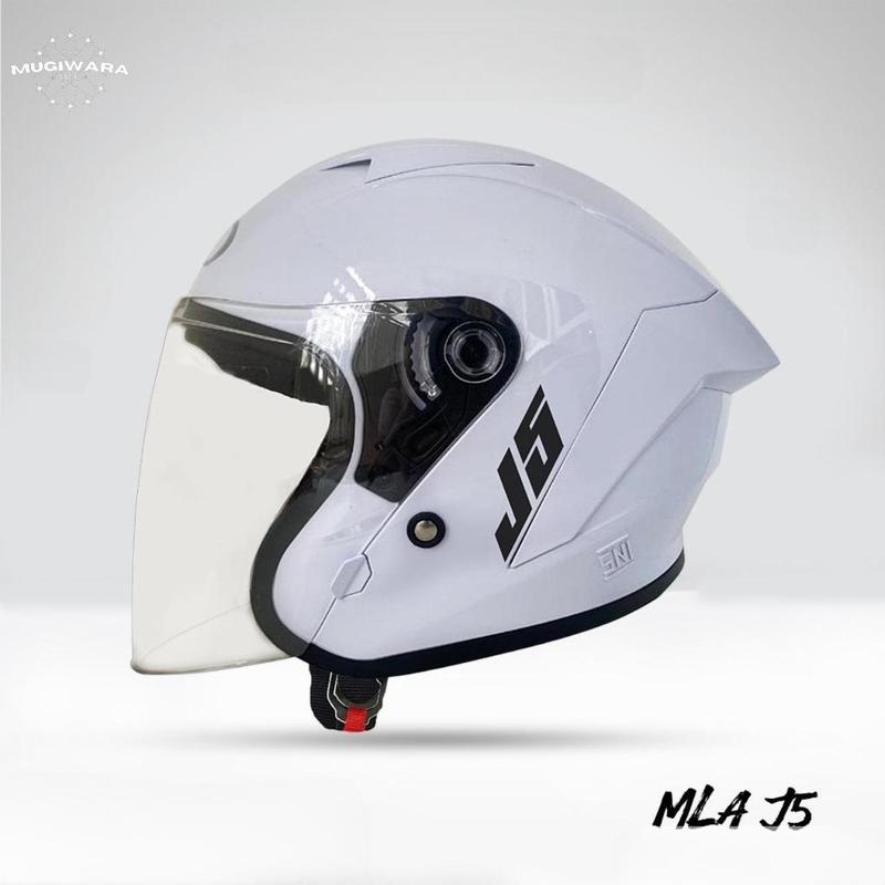 Helm Half Face MLA J5 WHITE Kaca Visor Bening | Helm Premiu - Shop ...