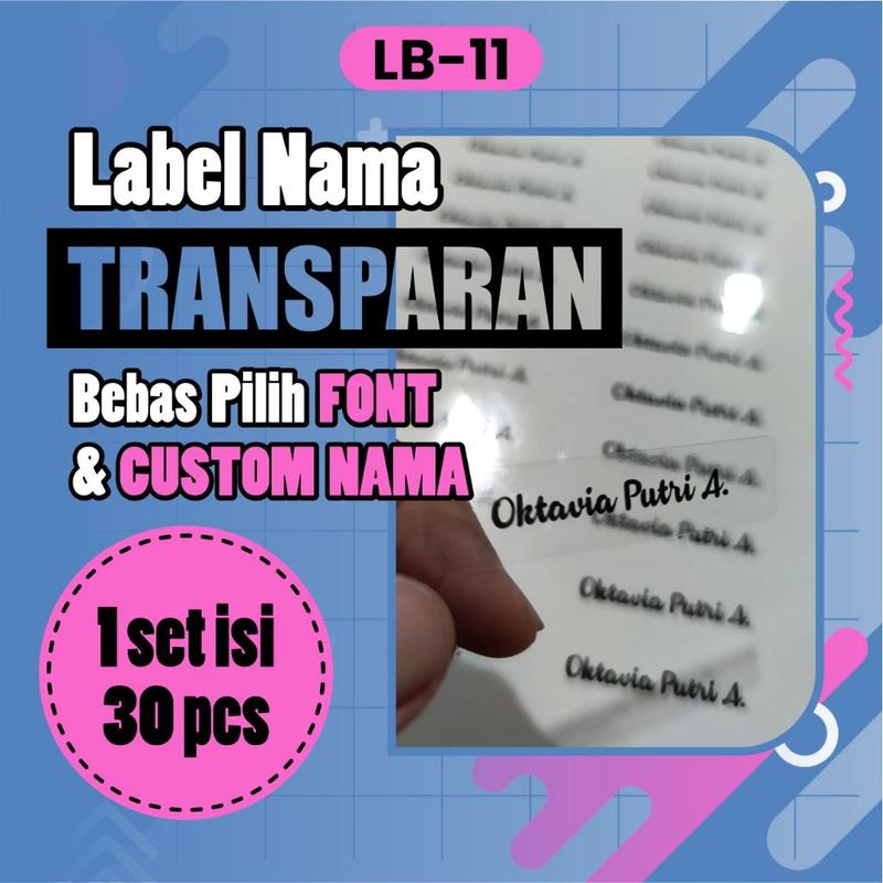 LB11 Sticker Nama Transparan Vinyl Anti Basah Label Sticker anak - Shop ...
