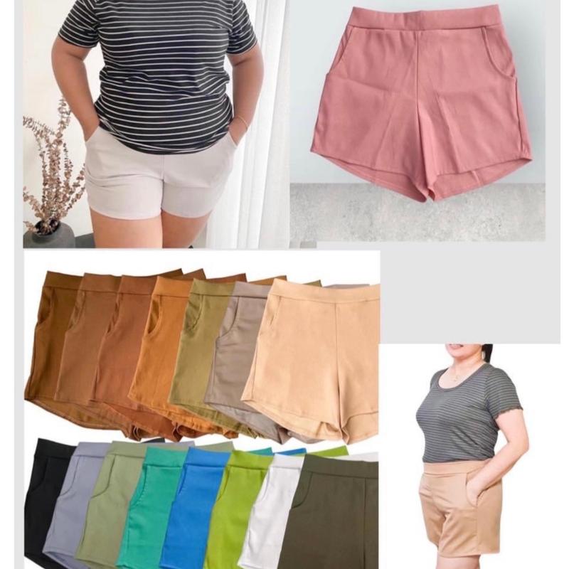 MUST WEAR PLUS SIZE SHORT Plain Casual Garterized Back Stretchable ...