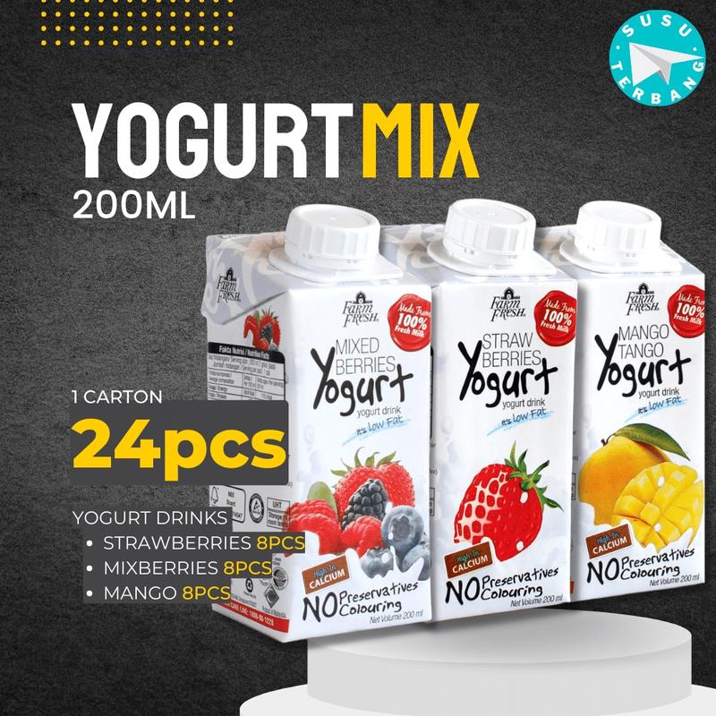 CARTON | 24pcs Yogurt Mix (Strawberry, Mixberries, Mango Yogurt ...