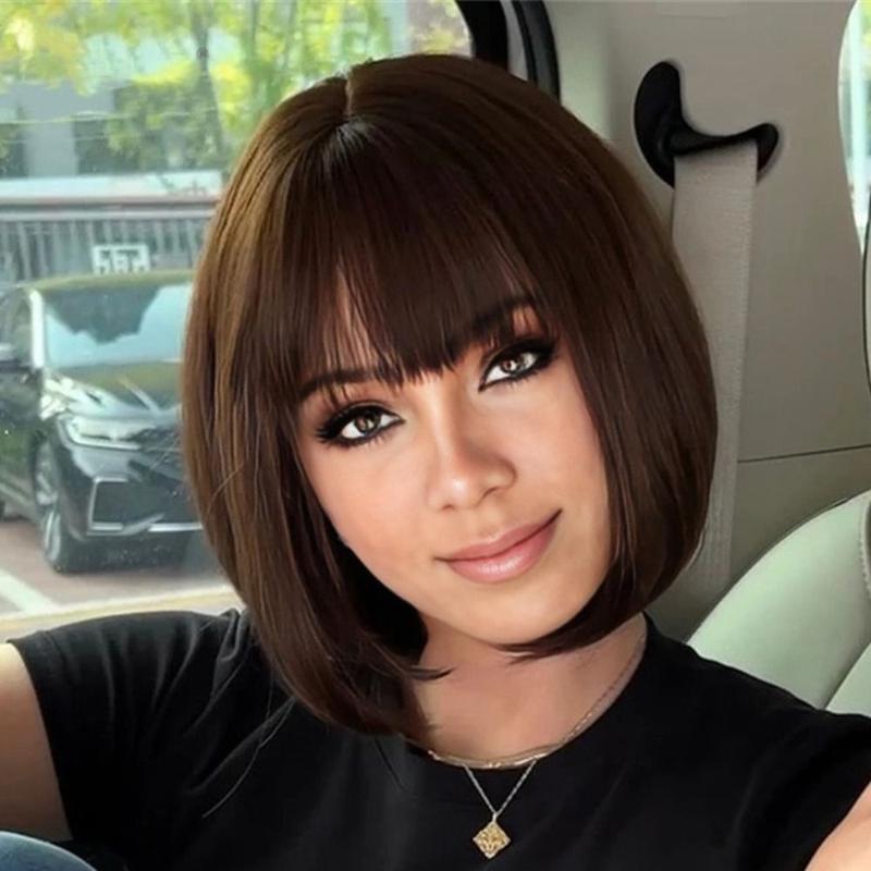 Rambut palsu rambut palsu Bob untuk wanita, Rambut palsu sintetik ...