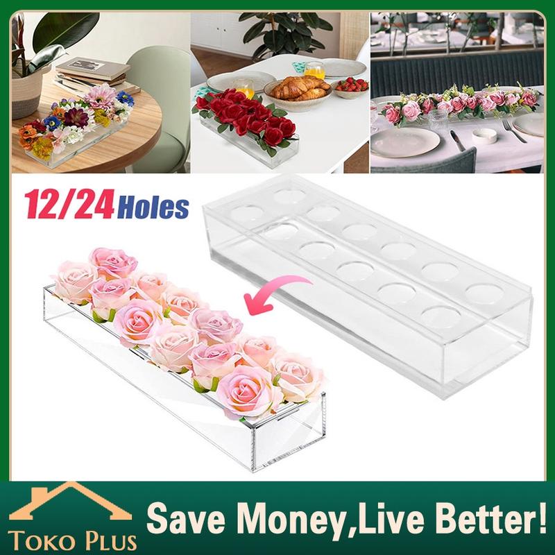 24/12Holes Acrylic Flowe Vase Vas -Vase Bunga Vas Akrilik Bening - Shop ...