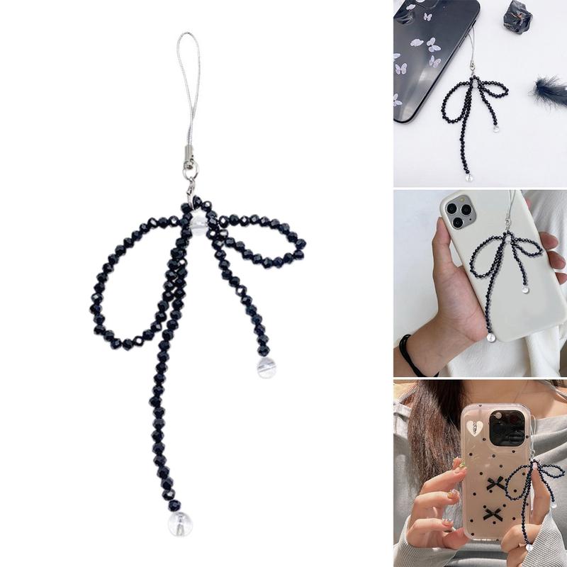 Stylish Beaded Pendant Phone Straps Delicate Beaded Bowknot Charm ...