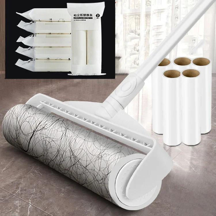 Long Handle Lint Roller Brush Pet Hair Remover Roller Retractable ...