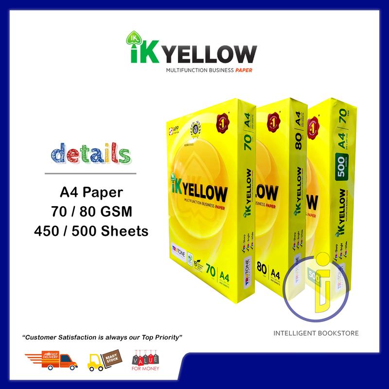 [Intelligent] IK Paper Yellow A4 70GSM/80GSM 450/500Sheets (Photocopy ...