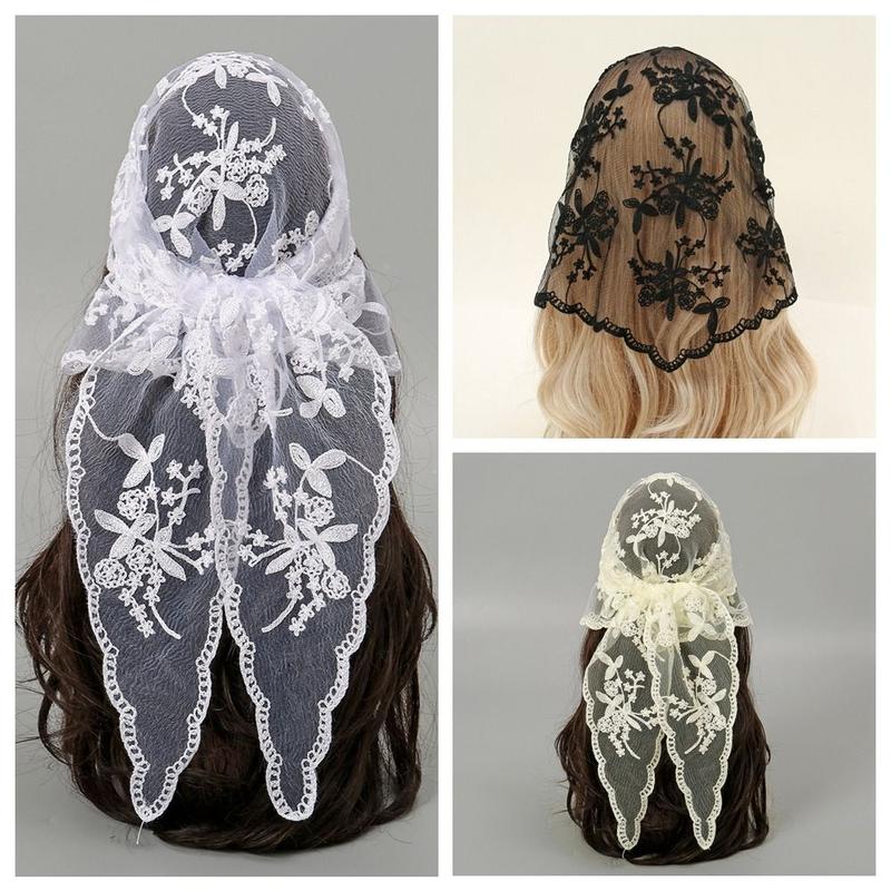 Cutein New Hollow Out Lace Scarf Solid Color Embroidery Hair - TikTok ...