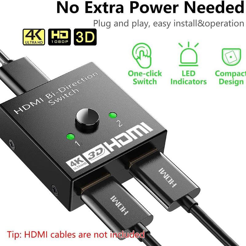 [2WAY] HDMI Switch Splitter 2 Ports, 1x2 / 2x1 4K HDR HDCP Adapter ...