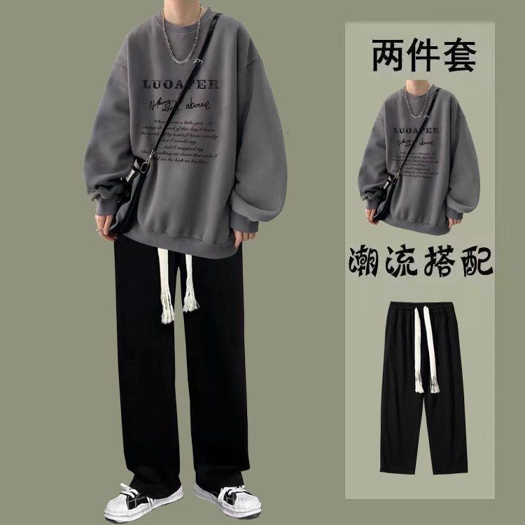 Baju Sweat Heavyweight, Gaya Retro Amerika, Set Musim Bunga dan ...