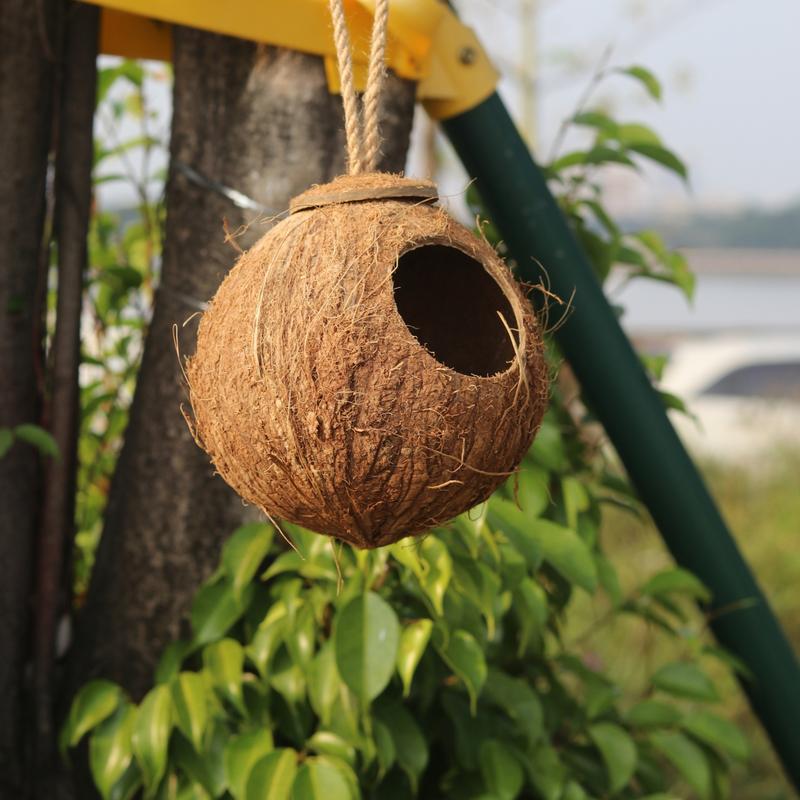 Coconut Shell Bird Nest Warm Straw Nesting Bed for Budgies Lovebirds ...