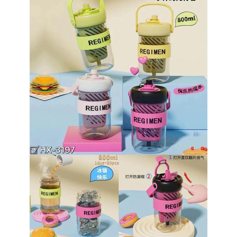 Botol Lucu Viral Regimen 800 ML / Botol infused fillter + Sedotan ...