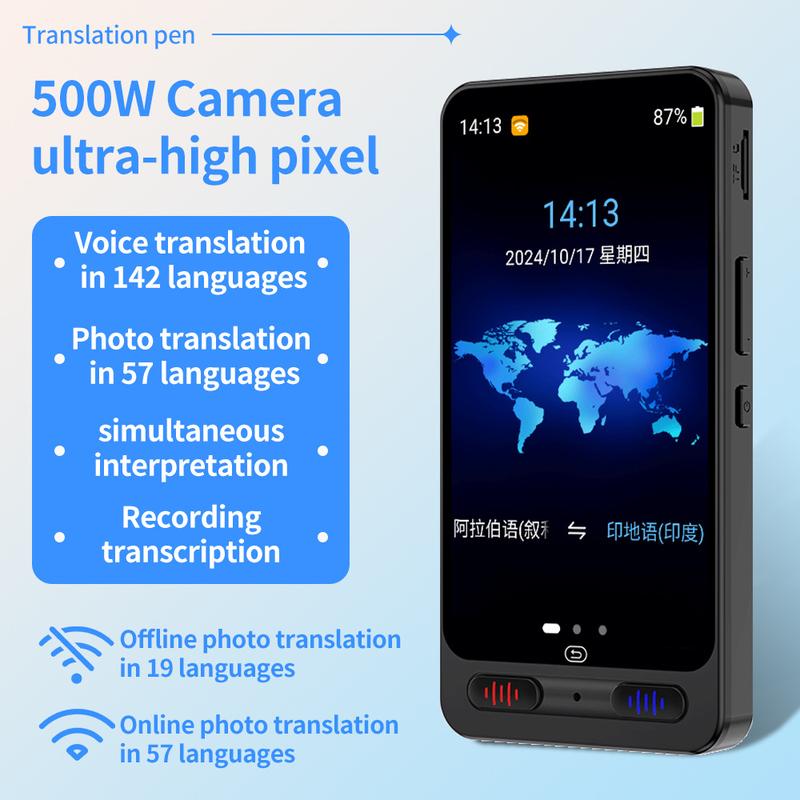 New AI Translator Real-Time Voice 142+18 Languages 5G Dual-Band 4.1" HD ...