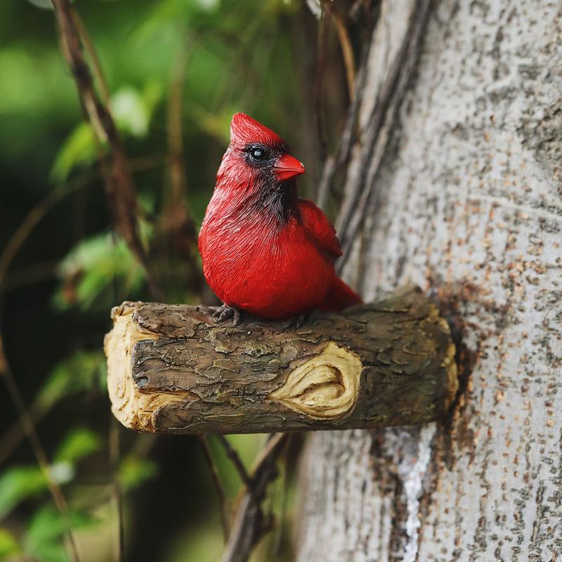 Red Bird Figurine Wall Mounted Red Bird Statue Table Decor Resin ...