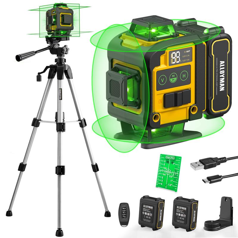 Alloyman Laser Level with Tripod,Alloyman 4x360° Self Leveling Laser ...