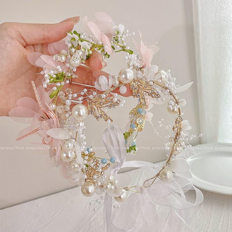 Ikat Rambut Bunga Garland, Renda Dewi, Mutiara dan Berlian Buatan ...