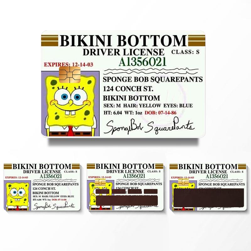 Funny Spongebob Drivers License Credit Card Wrap Overlay Precut ...