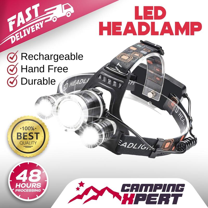 Brightest Head Lamp LED Headlight Rechargeable Waterproof Flashlight ...