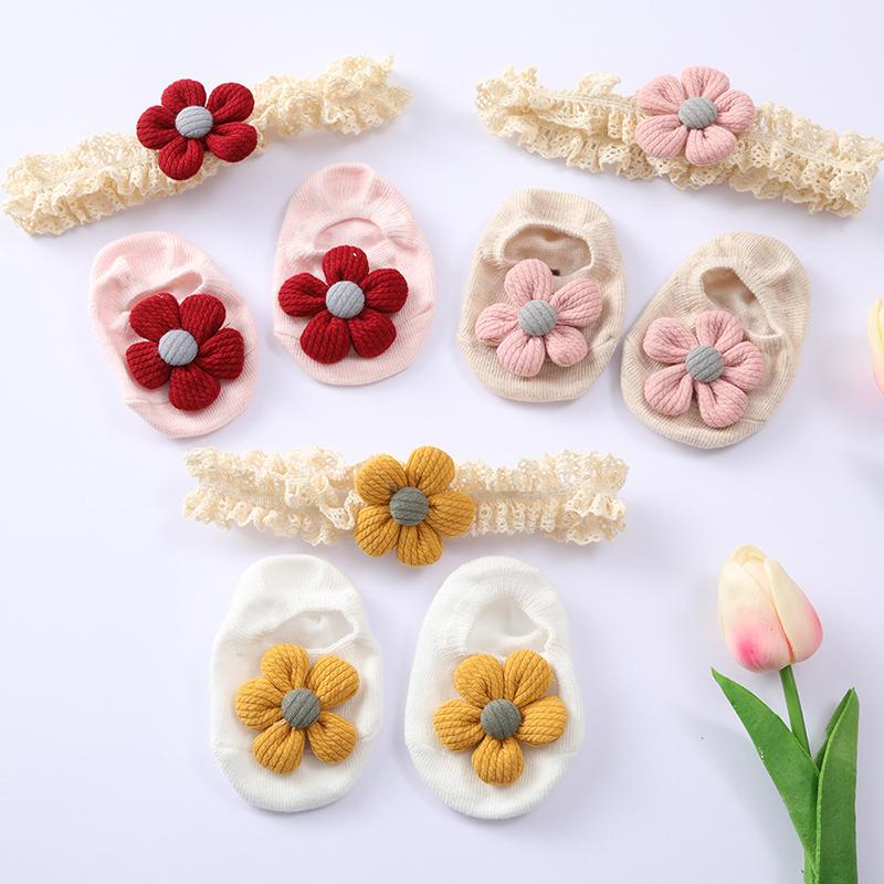 Set stokin ikat kepala bayi, 2 helai, stokin lantai tidak licin ...