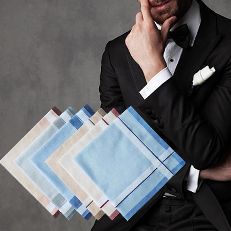 6x Cotton Men's Handkerchiefs Pocket Square Hankies for Gentlemen ...
