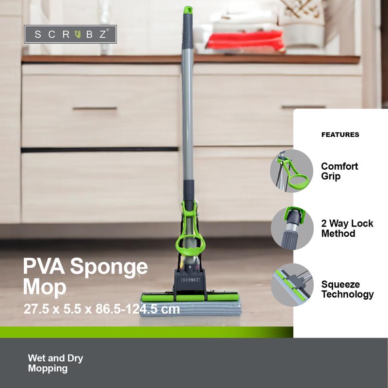 SCRUBZ PVA Sponge Mop 26.5x124cm Microfiber - TikTok Shop Philippines