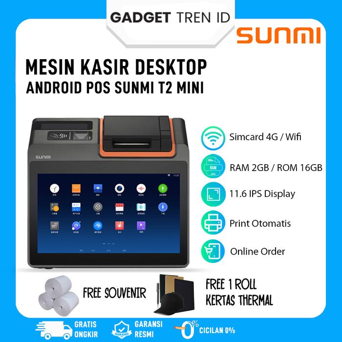 Jual Mesin Kasir Android Desktop Portable SUNMI T2 Mini 4G LTE + Wifi ...