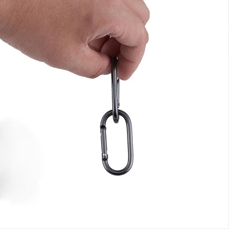 Black Camping Fishing Oval Keychain Clip Carabiners Hanging Buckle ...