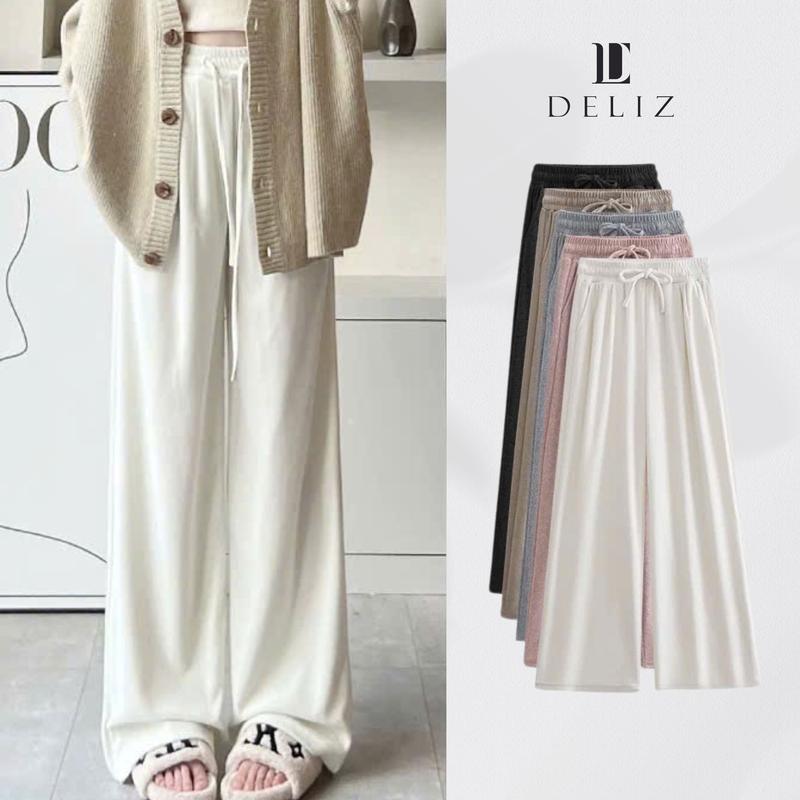 Quần nỉ tăm ống xuông thiết kế cạp chun dày dặn DELIZ - Q409 - TikTok Shop Vietnam