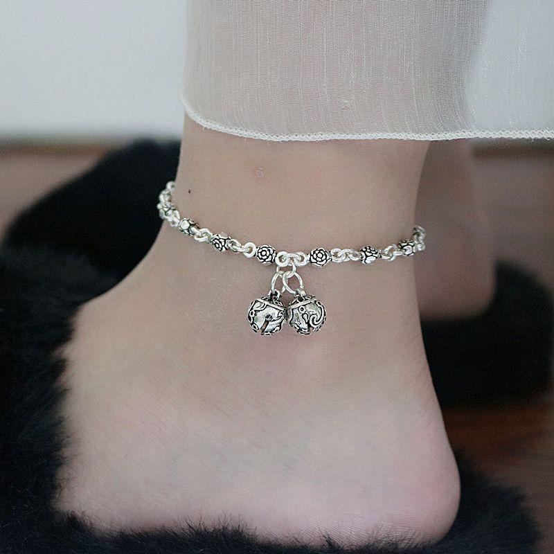 Gelang Kaki Loceng, Perak S925 Sterling, Gaya Etnik Retro Bertuah ...