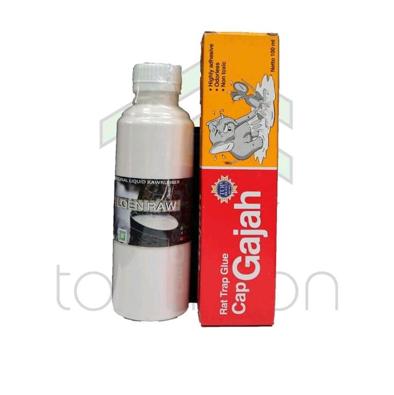Getah Karet Mentah Cair Loen Raw 400ml Bundle Lem Tikus Cap Gajah Cair ...