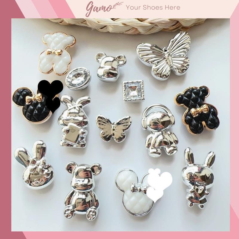 Sticker, Charm 3D chủ đề Bling trắng đen bạc 2025 DIY Gamo gắn - TikTok ...