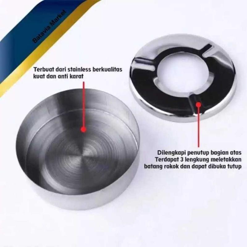 Asbak Bulat Stainless Steel Dengan Tutup / Asbak Model Donat - Shop ...