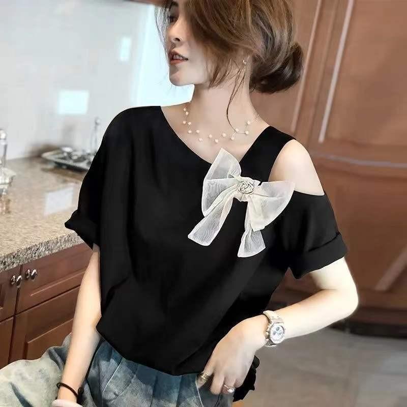 【40-150KG】Summer Off-The-Shoulder Short Sleeve T-Shirt For Women ...