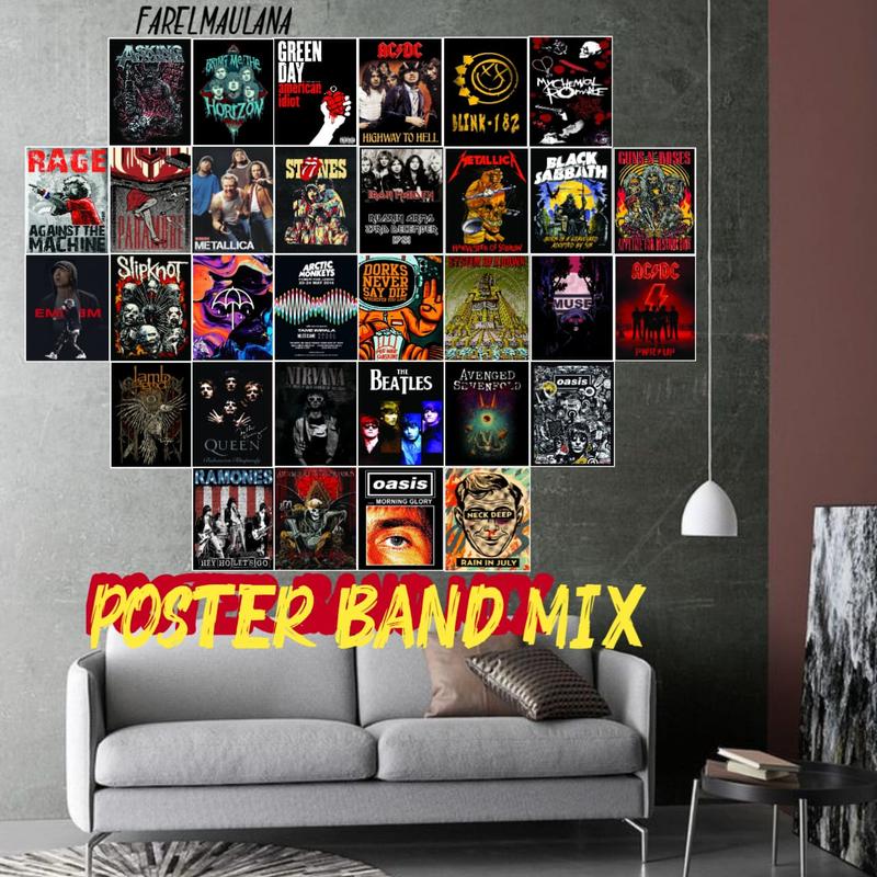 [32 pcs] Poster Band MIX College Wall - Shop | Tokopedia