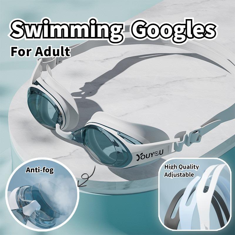 Adult Adjustable Swimming Goggles with Transparent Rubber Strap ...