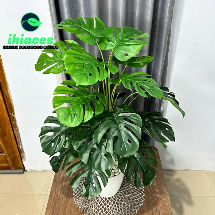 Promo DAUN MONSTERA JUMBO 1 METER 24 DAUN BUNGA SUDUT RUMAH PLASTIK ...
