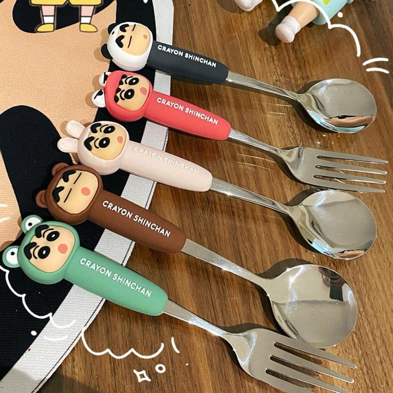 Crayon Shin Chan Spoon And Fork Cutlery Set Stainless Steel Cartoon ...