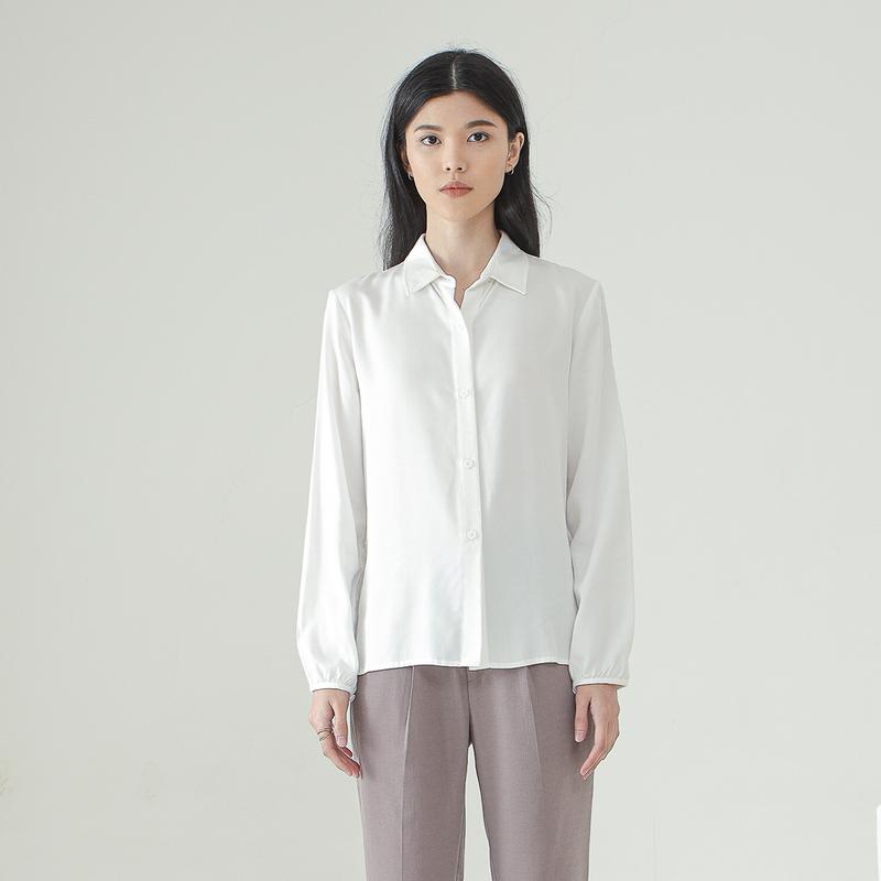 Kano - Basic Shirt - Kemeja basic rayon full kancing warna putih, - Shop | Tokopedia