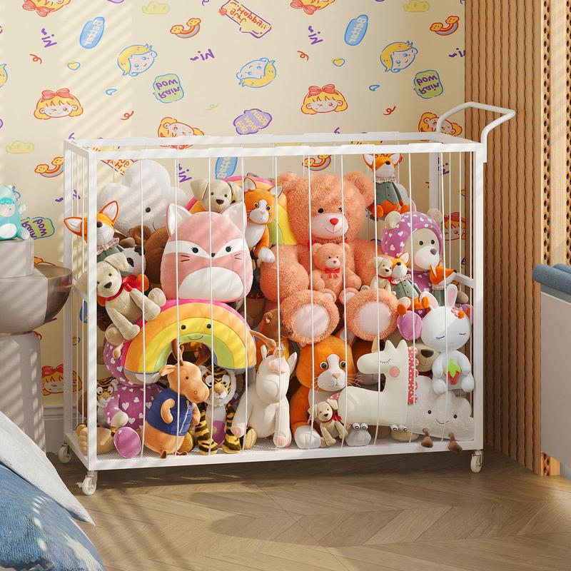 Bblike Stuffed Animal Storage Tower Rolling Cart - Zoo Cage Organizer ...