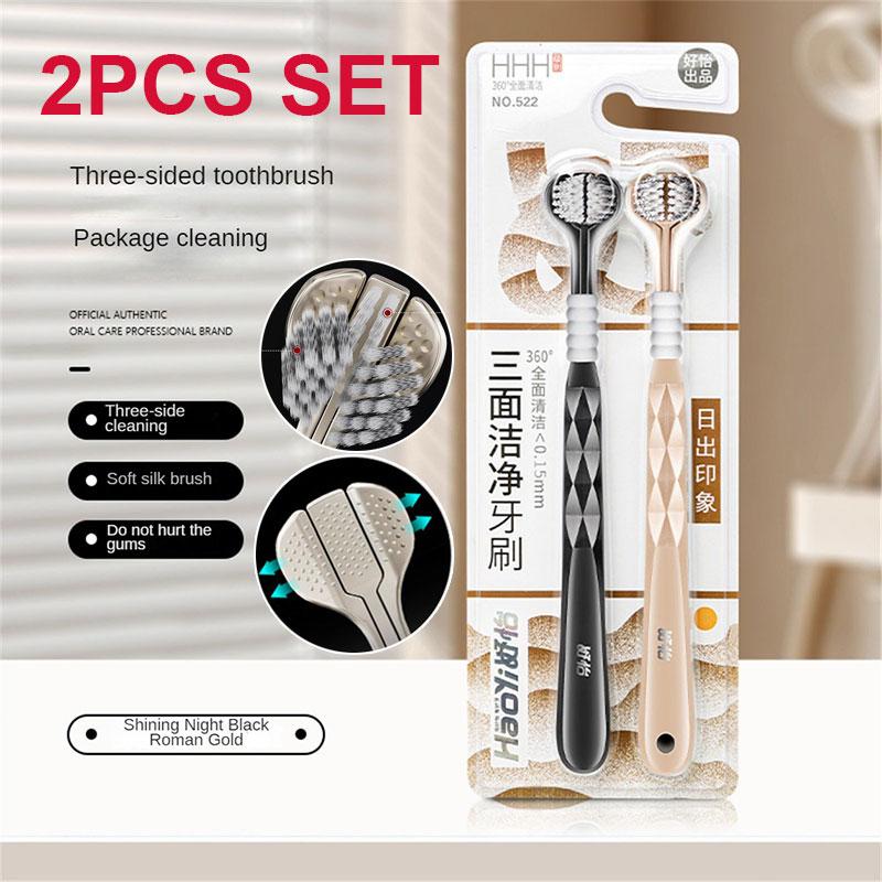 2Pcs/Set Three-sided Toothbrush Triple Deep Cleaning Oral Care - TikTok ...
