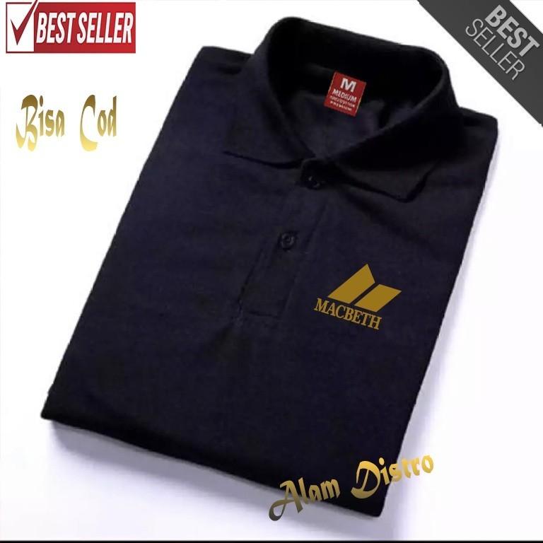 Macbeth Text GOLD Logo Collar Polo T-Shirt High Quality Screen Printed ...