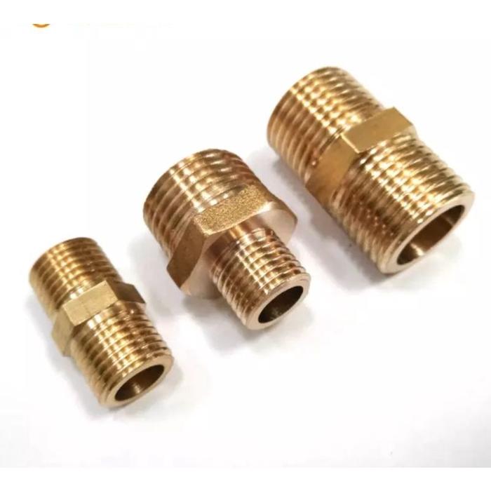 Jual double nepel 1/4x1/2 Kuningan / double nepel 1/2x1/4 kuningan ...