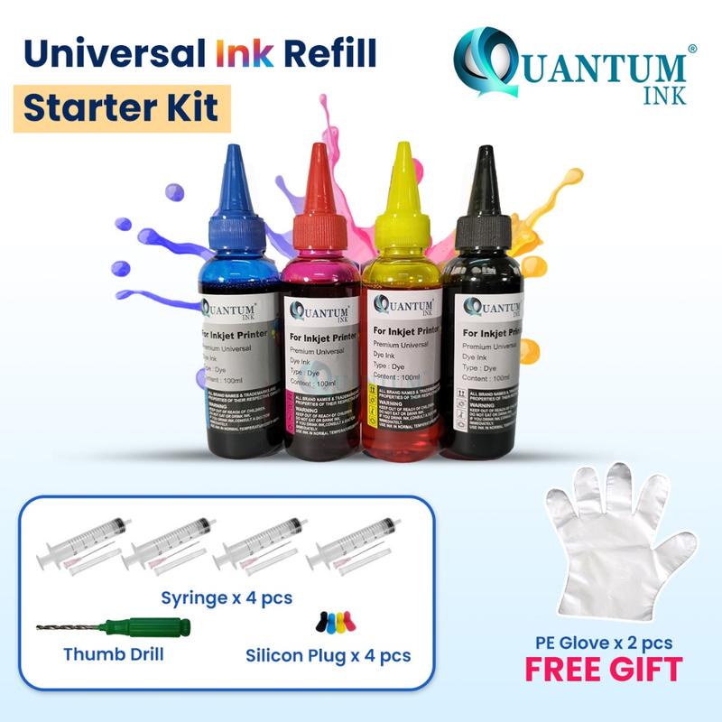 QUANTUM STARTER KIT Universal Inkjet Printer Refill Ink STARTER ...