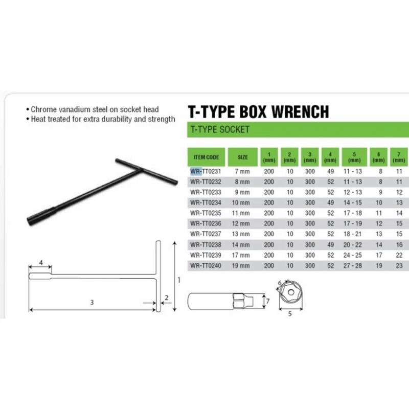TEKIRO KUNCI SOCK T HITAM / T TYPE BOX WRENCH - Shop | Tokopedia