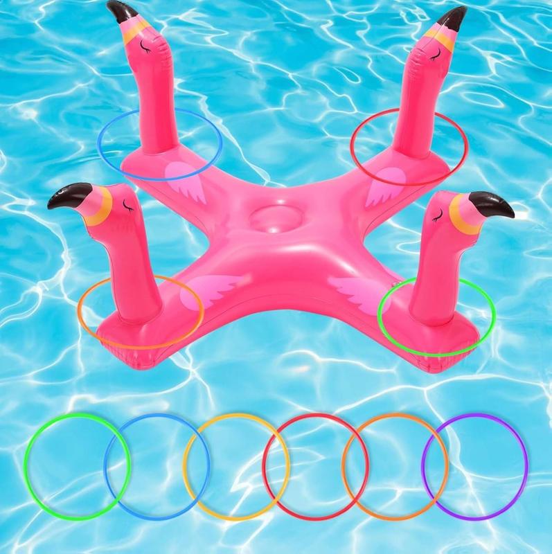 Pool Floats Toys Games Set, Inflatable Cross Ring Toss Game Toy with ...
