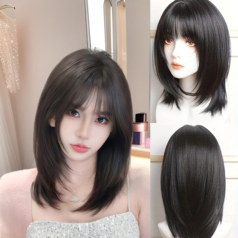Rambut Palsu Y2K, Panjang Sederhana, Gaya Lurus, dengan Poni - TikTok ...