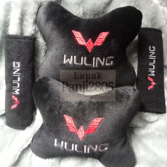 Jual BANTAL MOBIL WULING HITAM BANTAL ISI 4 SANDARAN LEHER KEPALA ...