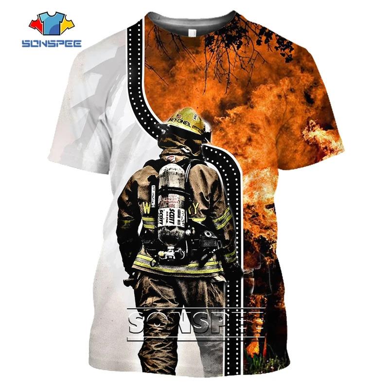 SONSPEE Newest Firefighter Hero Graphic 3D Print T-shirt Men - TikTok ...