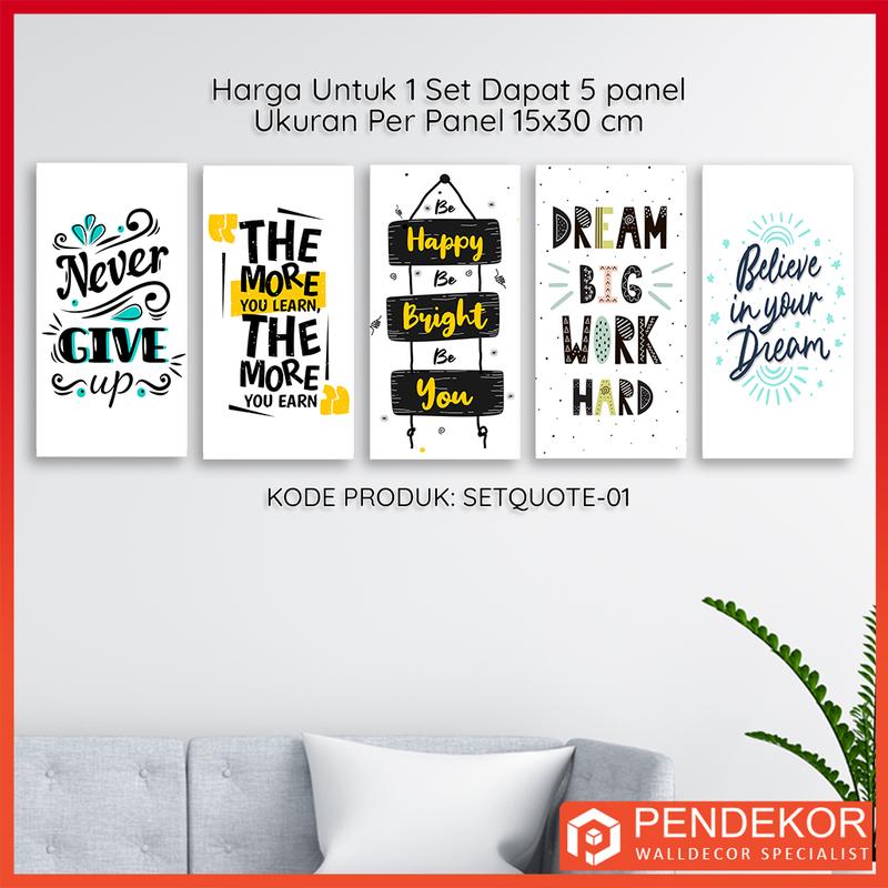 Set Hiasan Dinding Quote Motivasi Dapat 5 Panel Pajangan Dinding - Shop ...