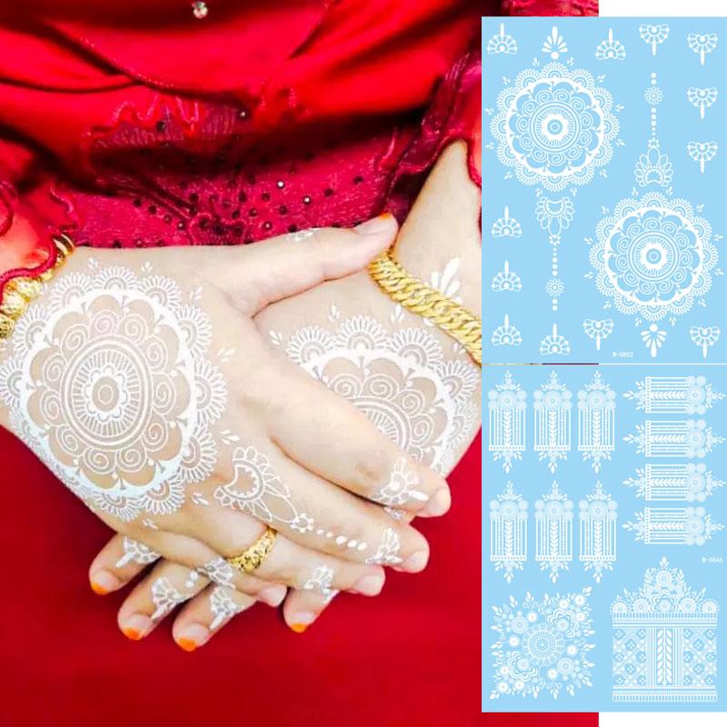 White Henna Hand Tattoo Indian Henna Tattoo Stickers Body Art ...