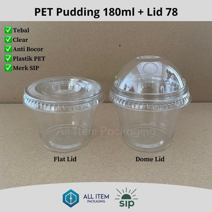 Jual Pudding Cup PET / Gelas Puding 180ml + Lid Tutup @50 Pcs SIP 78 ...